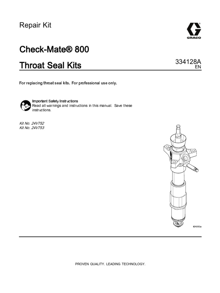 62. 334128A - Check-Mate 800 Throat Seal Kits, Repair Kit | PDF