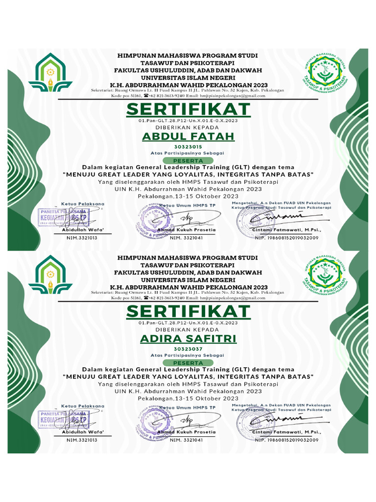Sertifikat GLT Peserta | PDF