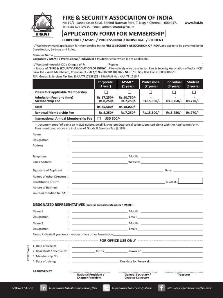 Fsai Membership Form | PDF