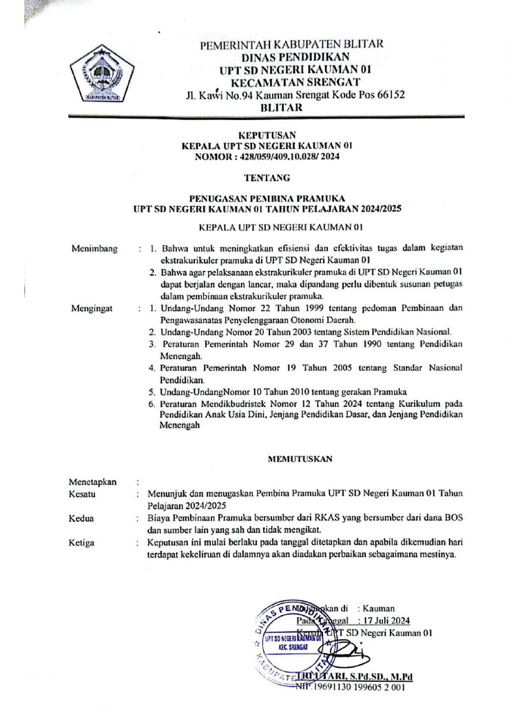 SK PEMBINA PRAMUKA - Pipit Rachmawati | PDF