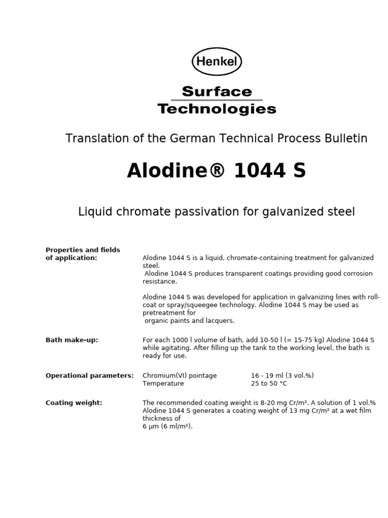 Alodine 1044 S | PDF | Materials | Metals
