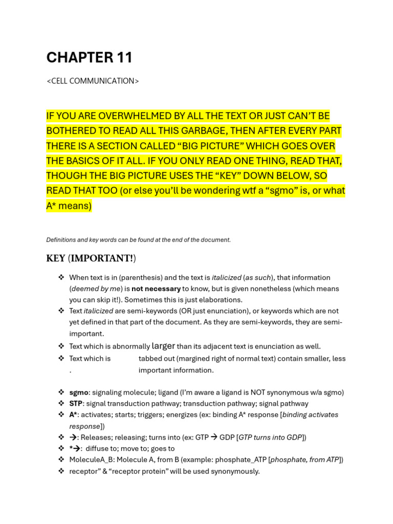 Chapter 11 Cell Communication Notes | PDF | Cell Signaling | Signal ...