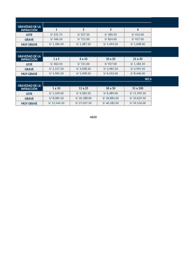 Tabla de Multa - 2024 | PDF