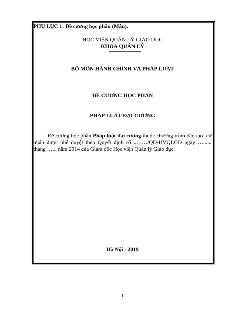 De Cuong Mon PLDC Theo Tin Chi 2015. Sua Nam 2019 C.Hang Gui | PDF