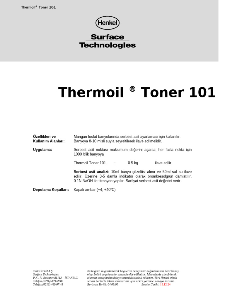 Thermoil Toner 101 | PDF