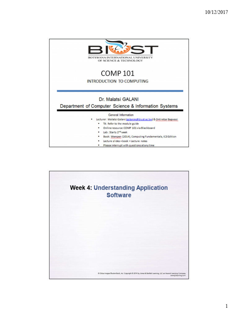 Week 4 Lecture Slides COMP 101 | PDF | Databases | Software