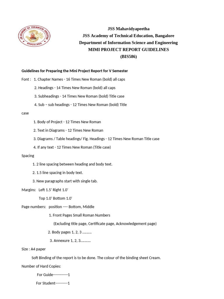 Mini Project Report Guidelines - 24-25 | PDF