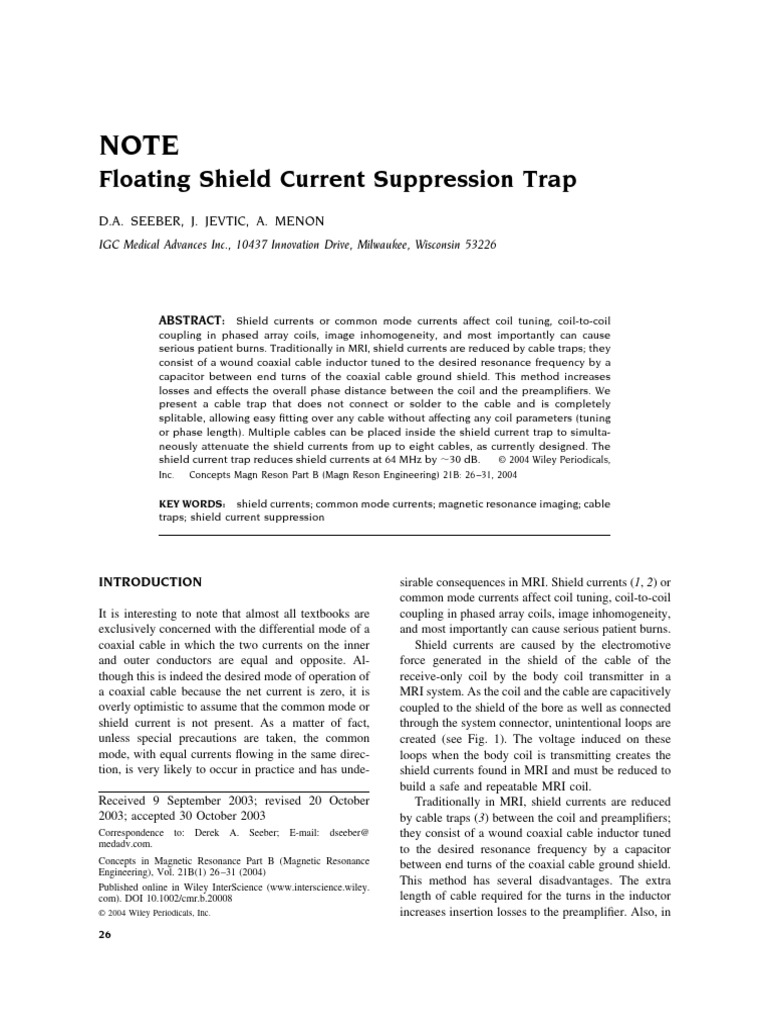 MRI Shield Current Suppression | PDF | Transmission Line | Inductor