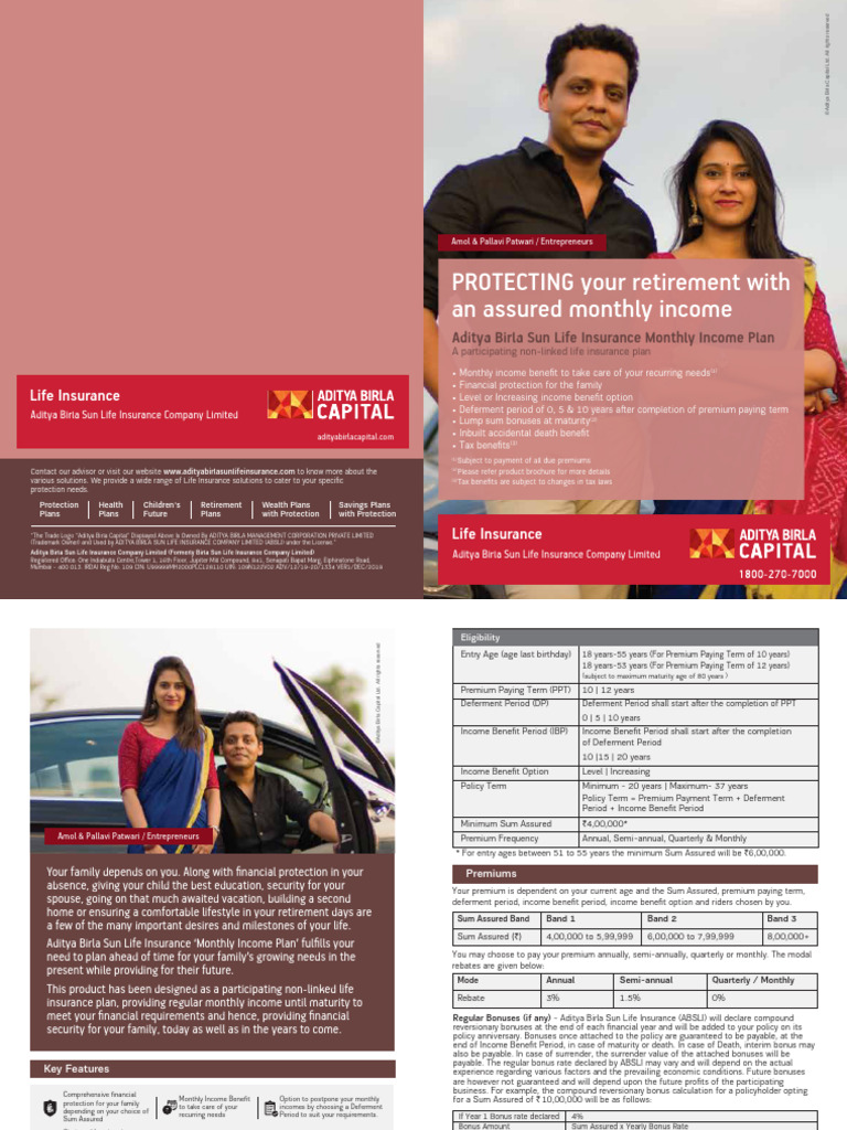 ABSLI Monthly Income Plan Brochure cbf1c4cf6b | PDF | Insurance | Life Insurance