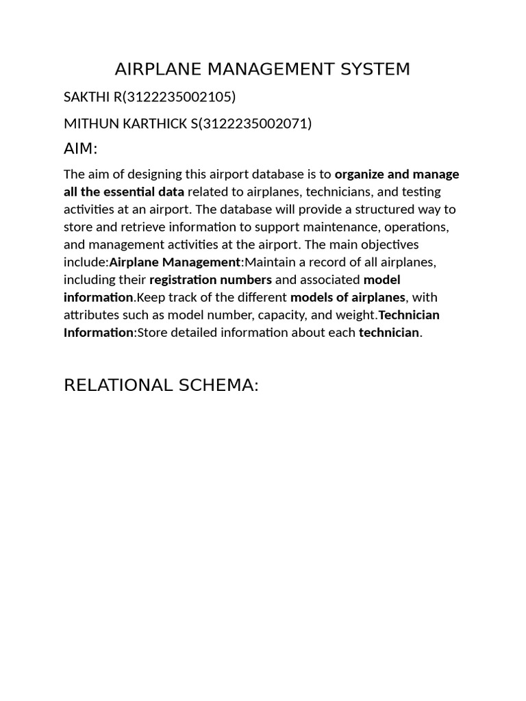 AIRPLANE_MANAGEMENT_SYSTEM[1] | PDF | Databases | Software