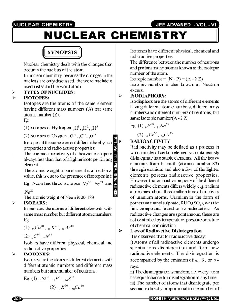 Nuclear Chemistry | PDF