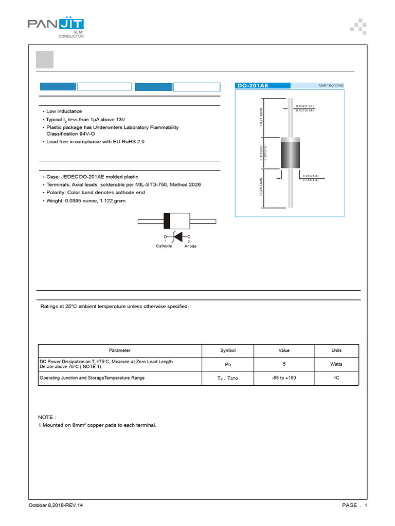 1N5339B | PDF | Diode | Materials Science