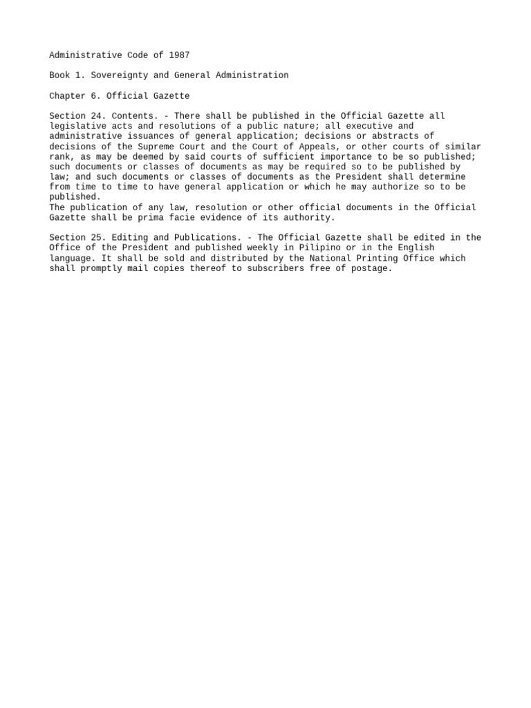 Book 1. Chapter 6. Official Gazette | PDF