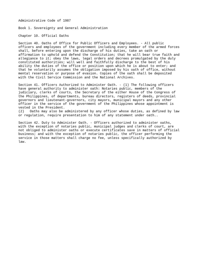 Book 1. Chapter 10. Official Oaths | PDF