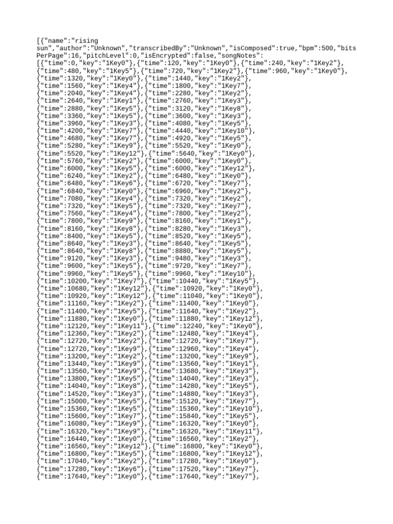"Rising Sun Song Notes and Keys" | PDF