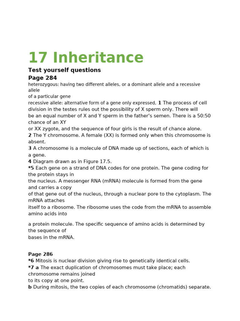 UNIT - 17 Notes Inheritance | PDF | Dominance (Genetics) | Genotype