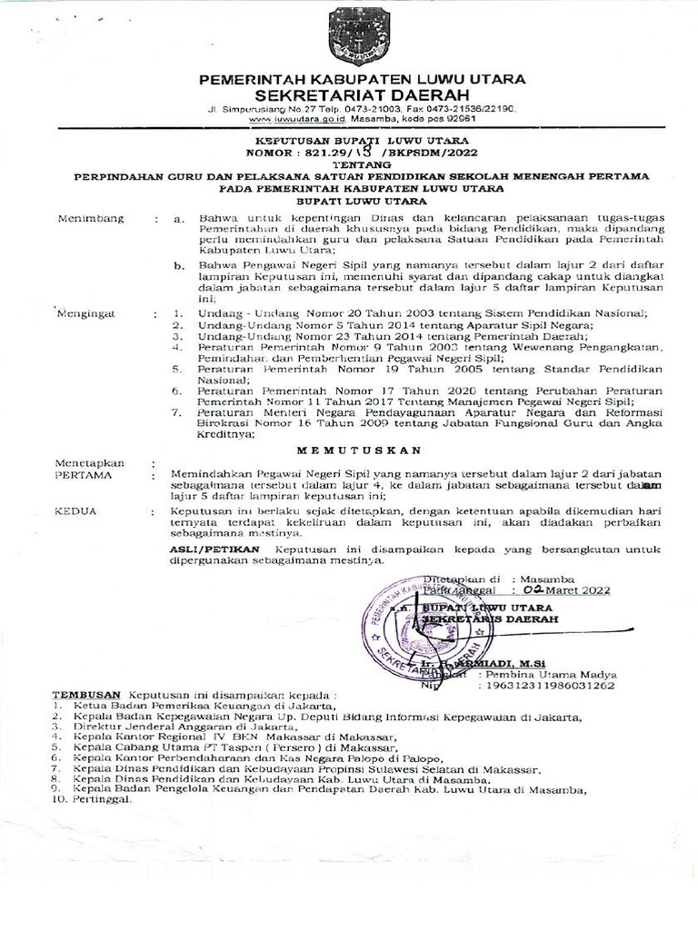 SK Mutasi 2023 | PDF