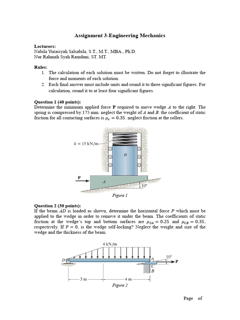 Assignment 3 Mekanika Teknik NY | PDF