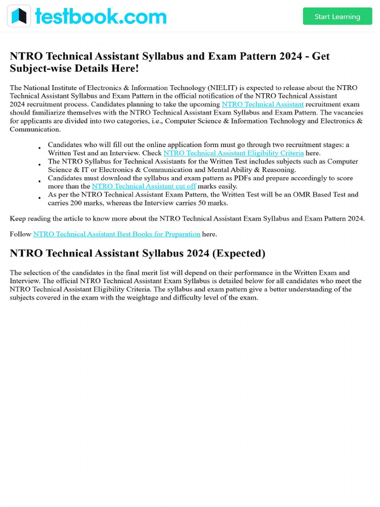 NTRO Technical Assistant Syllabus and Exam Pattern 2024 - Get Subject ...