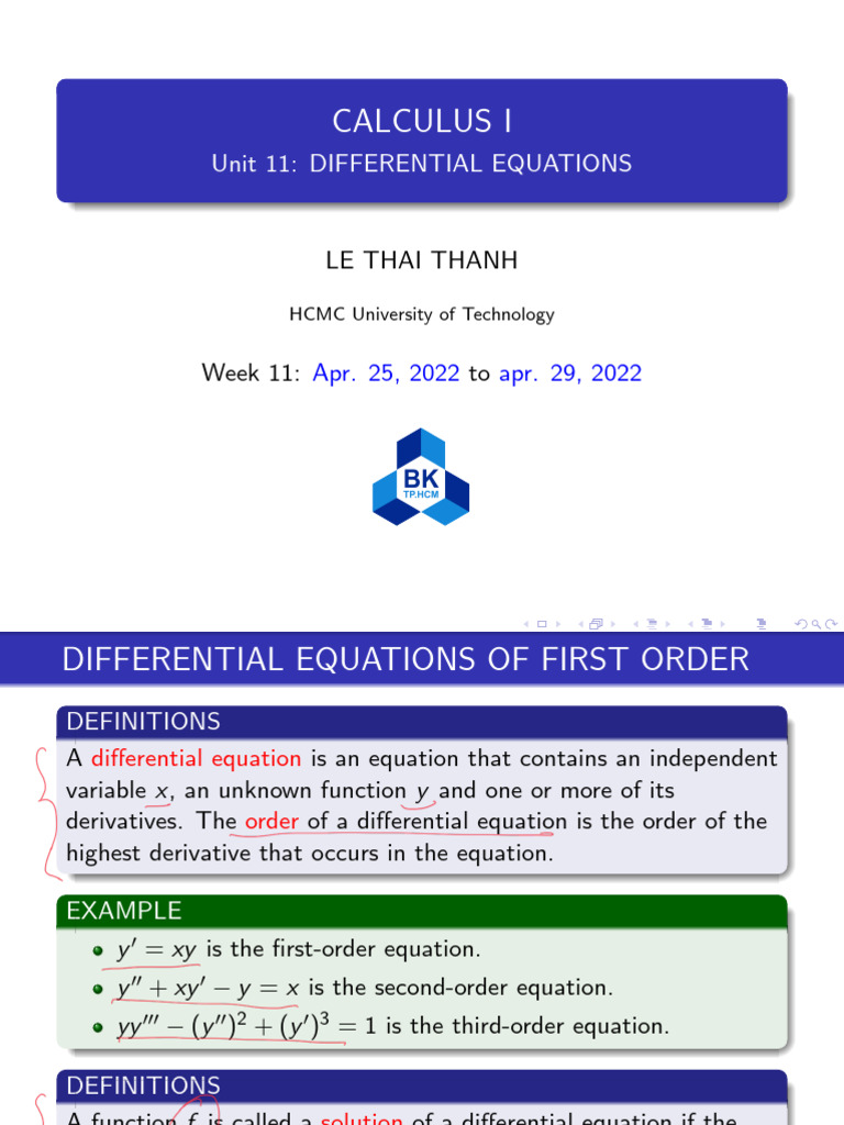 Calculus I: Unit 11: Differential Equations | PDF | Equations ...
