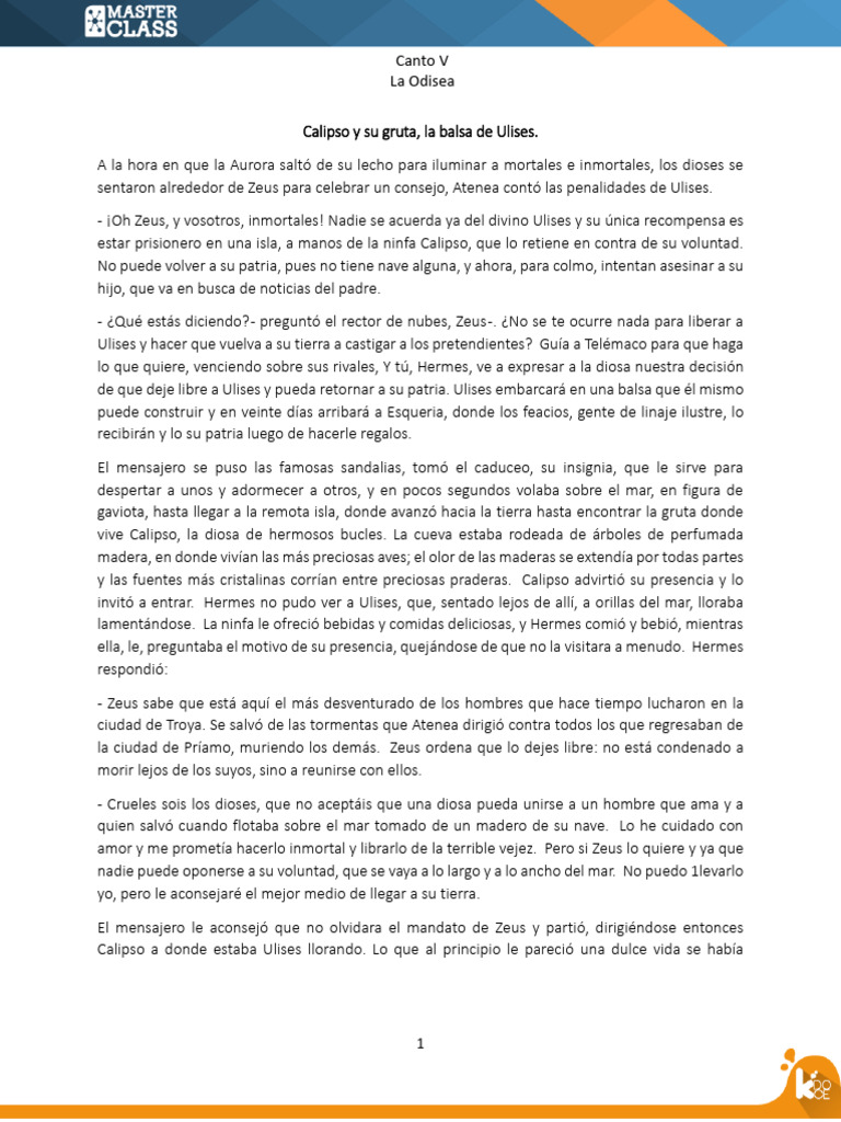 Ulises y la liberación de Calipso | PDF | Odiseo | Odisea