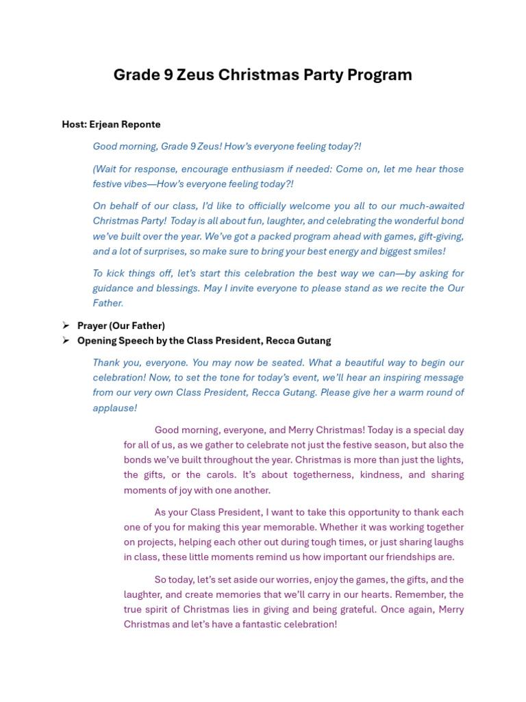 Grade-9-Zeus-Christmas-Party-Program | PDF | Christmas