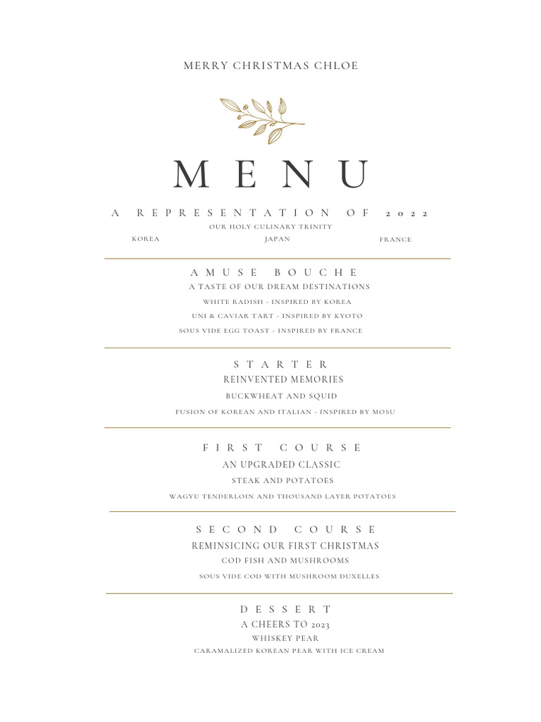Cream Classy Floral Wedding Menu | PDF