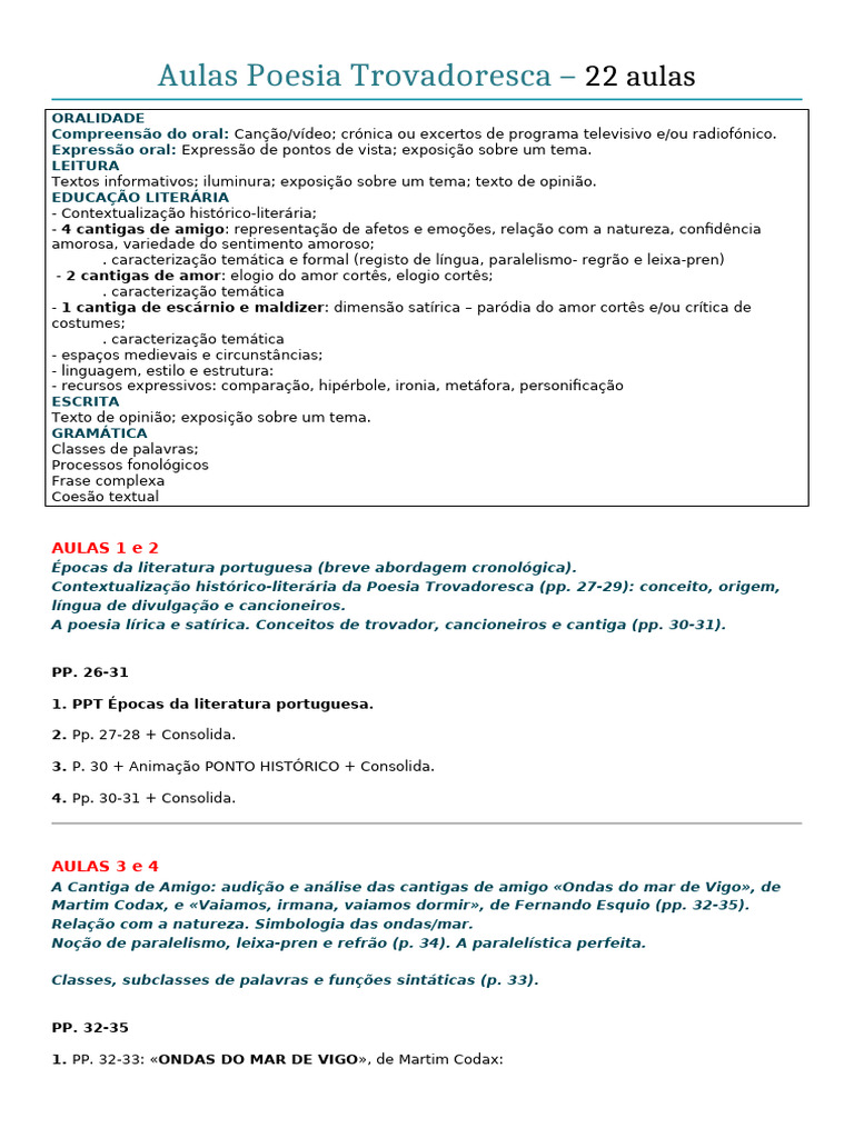 1_AULAS POESIA TROVADORESCA | PDF | Poesia | Amor
