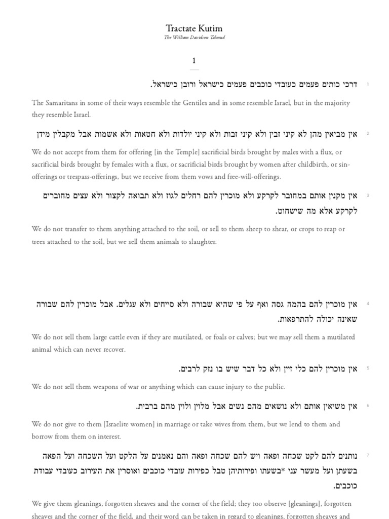 Babylonian Talmud Kutim | PDF