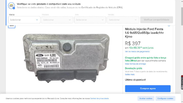 Módulo Injecão Ford Fiesta 1.6 9s6512a650ja Iaw4cfrhr Kjmo | PDF