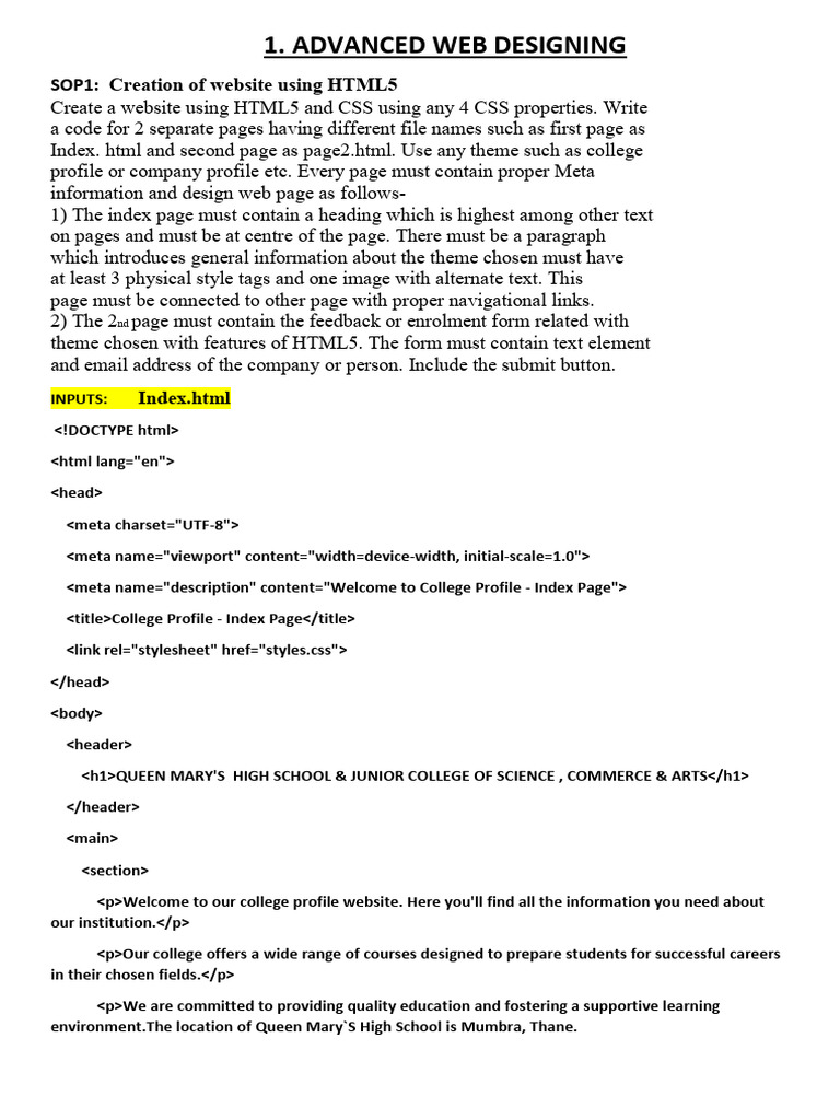 1.ADVANCED WEB DESIGNING | PDF | Search Engine Optimization | World Wide Web