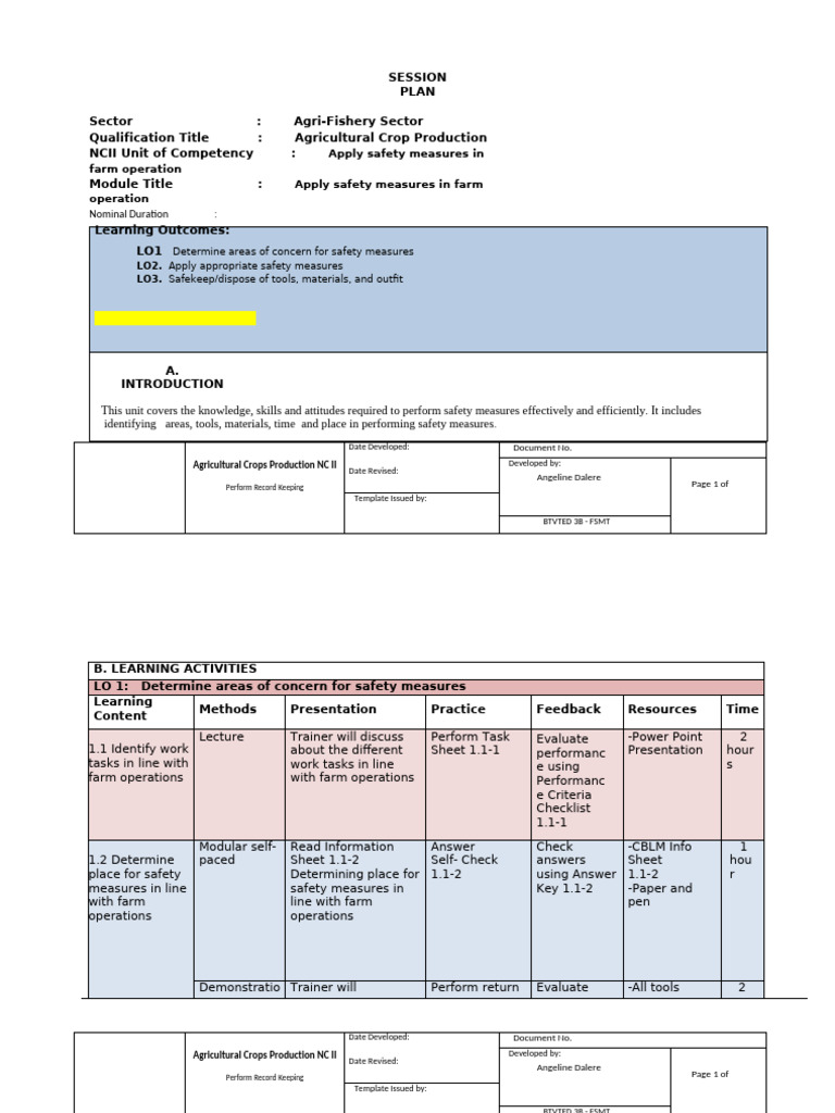 Session Plan Sandy(1) | PDF | Learning | Cognition