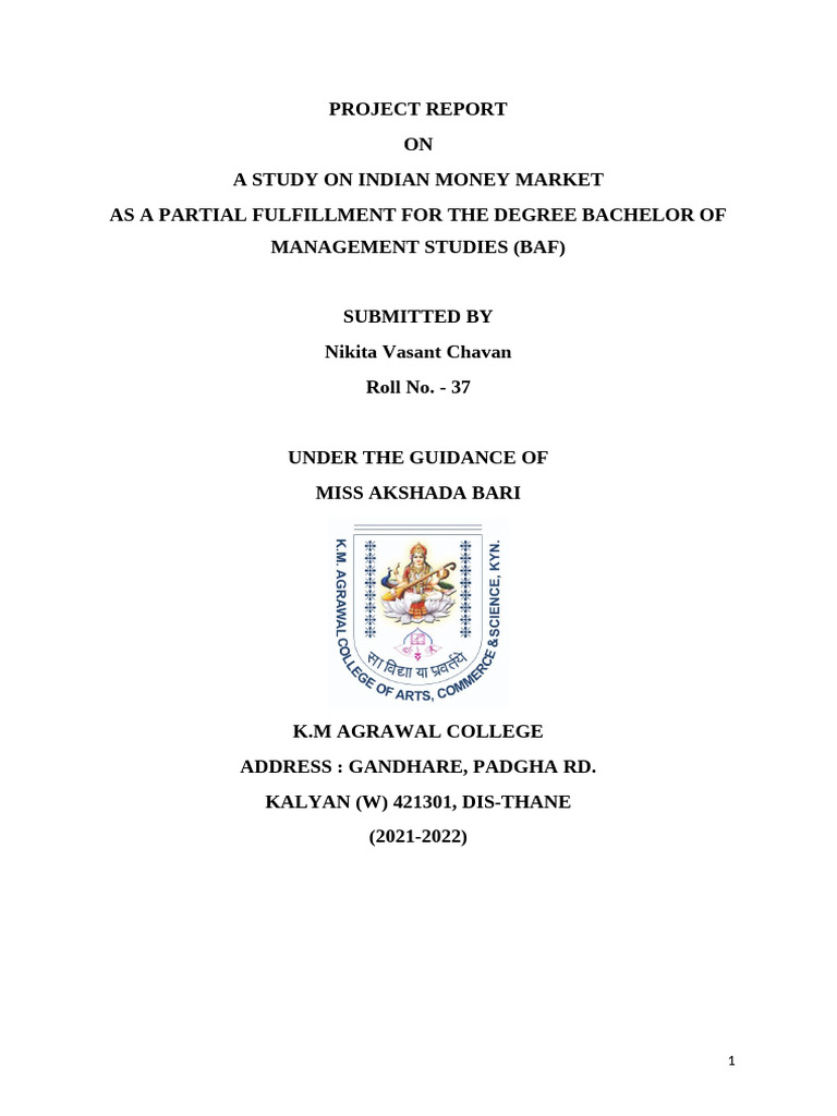 Indian Money Market Study Report | PDF | Financial Markets | Repurchase ...