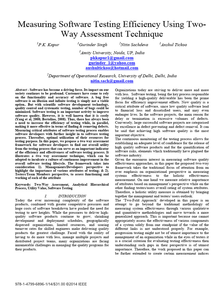 Measuring Software Testing Efficiency Using Two-Way Assessment ...