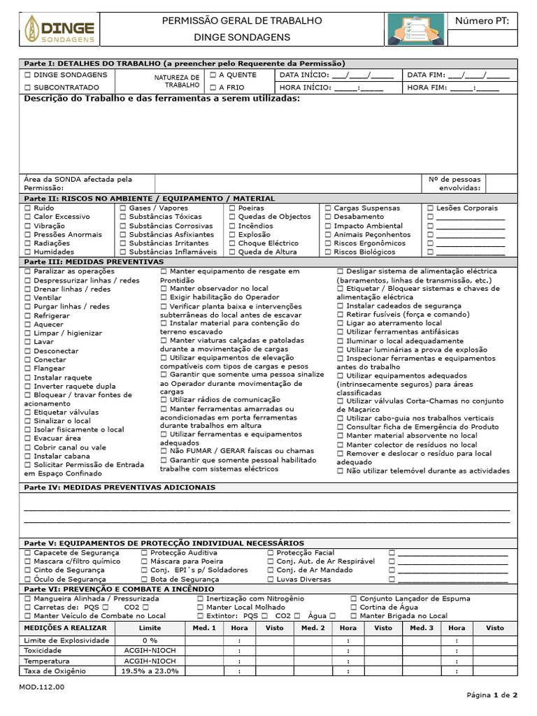 Permissão Geral de Trabalho: Segurança e Riscos | PDF