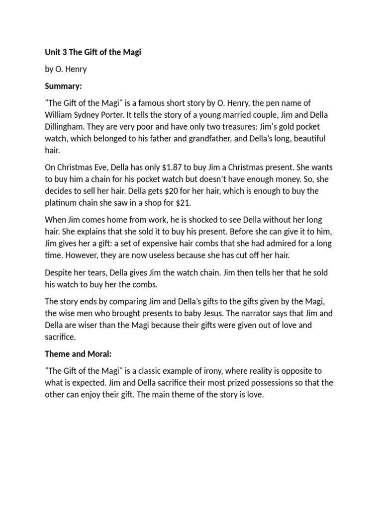 Unit 3 The Gift of The Magi | PDF