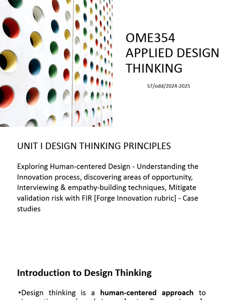 01unit-1 Design Thinking Principles - Note-1 | PDF | Swot Analysis | Design Thinking