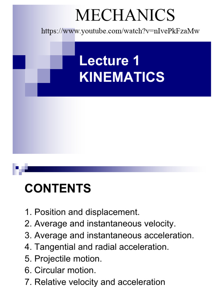1.Lecture 1_ Kinematics | PDF | Kinematics | Acceleration