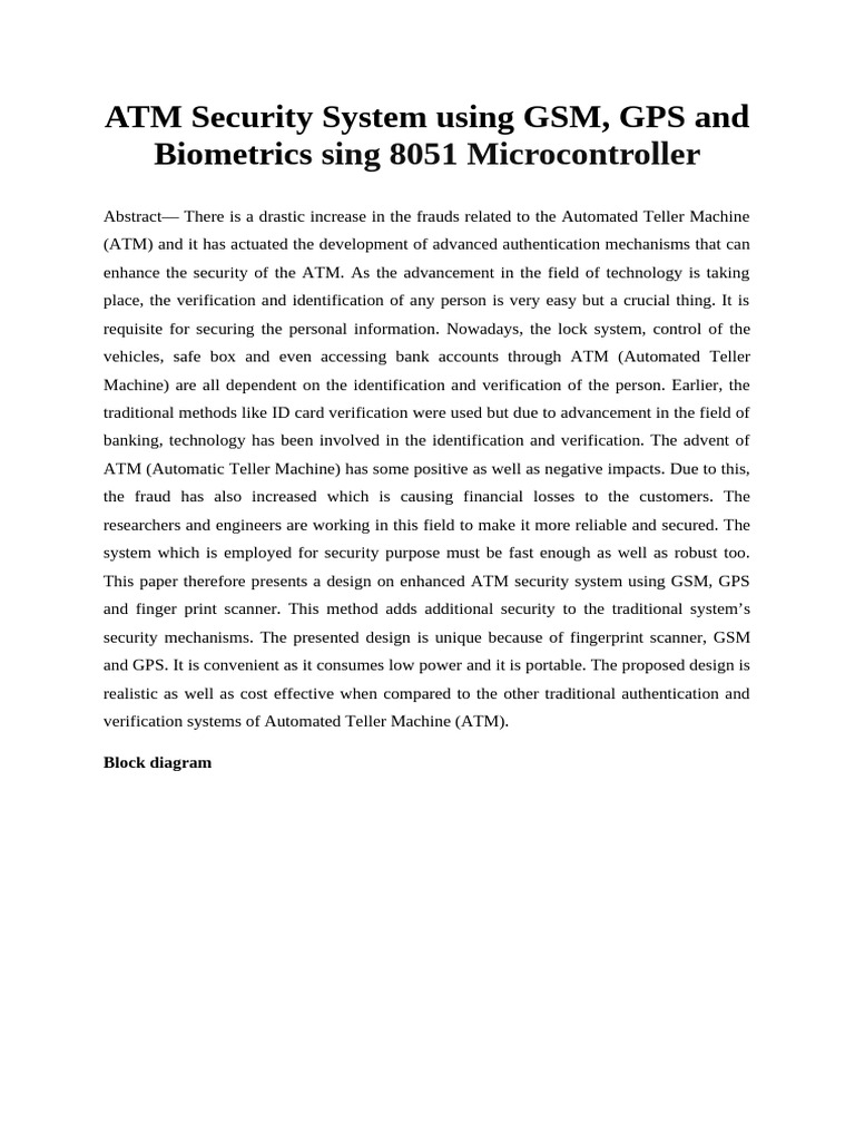 ATM Security System Using GSM | PDF