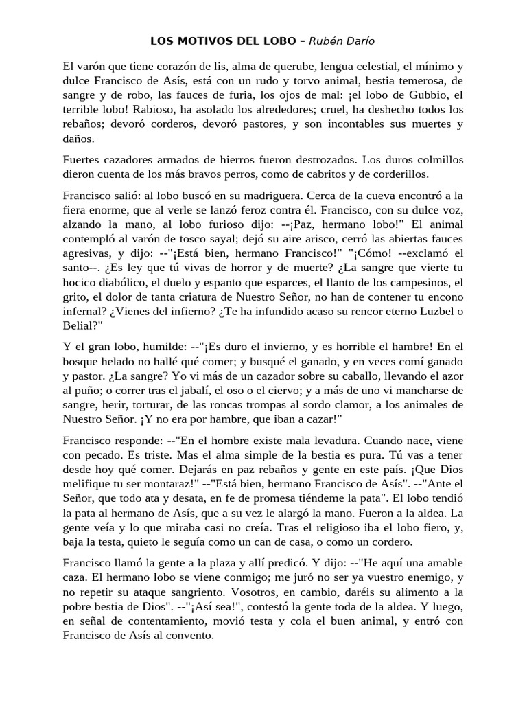 Los Motivos Del Lobo - Rubén Darío | PDF