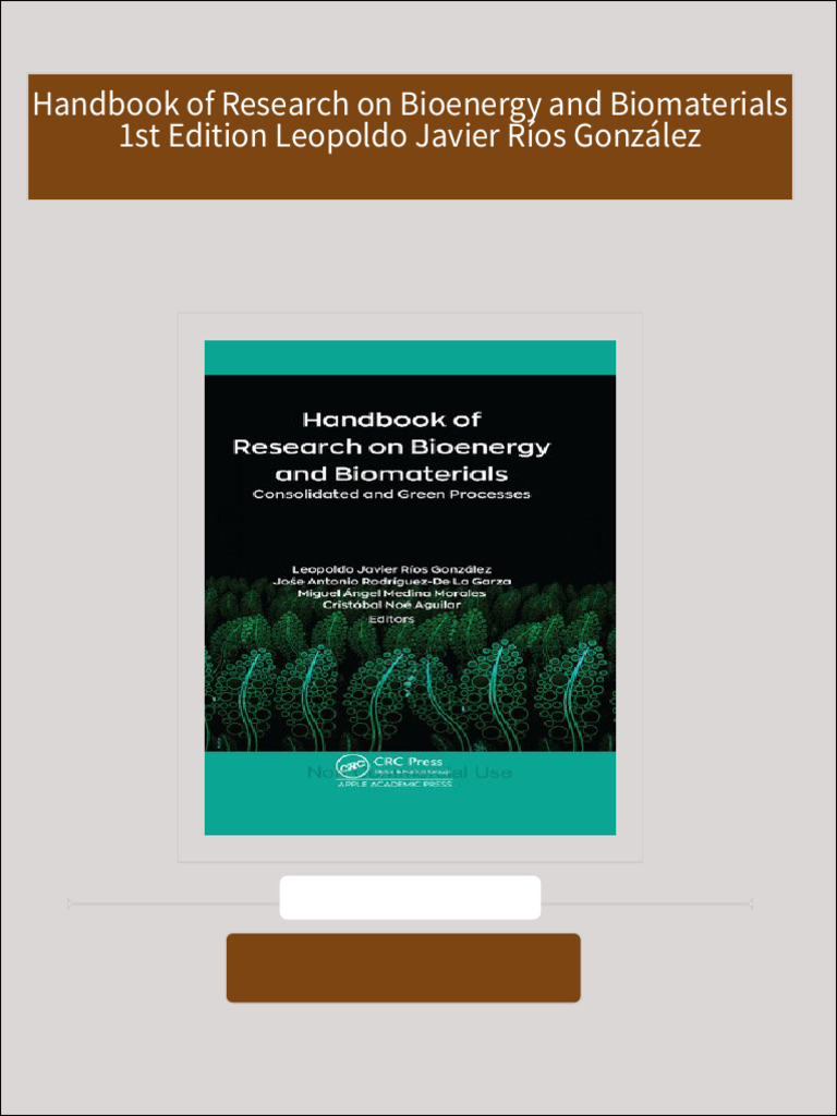 Handbook of Research On Bioenergy and Biomaterials 1st Edition Leopoldo ...