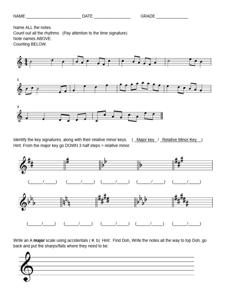 Music Theory Worksheet: Scales & Rhythms | PDF