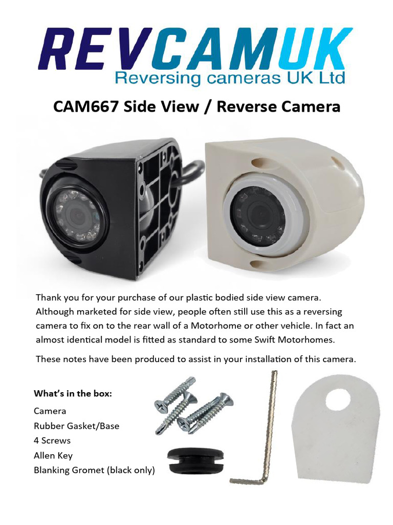 Side View Camera Installation Guide | PDF | Screw | Electrical Connector