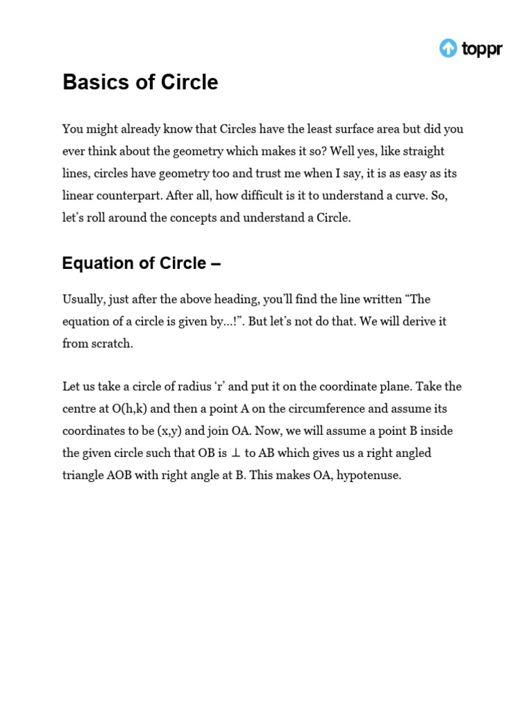 CBSE Class 10 Maths Chapter 10 Circles Revision Notes | PDF | Circle ...