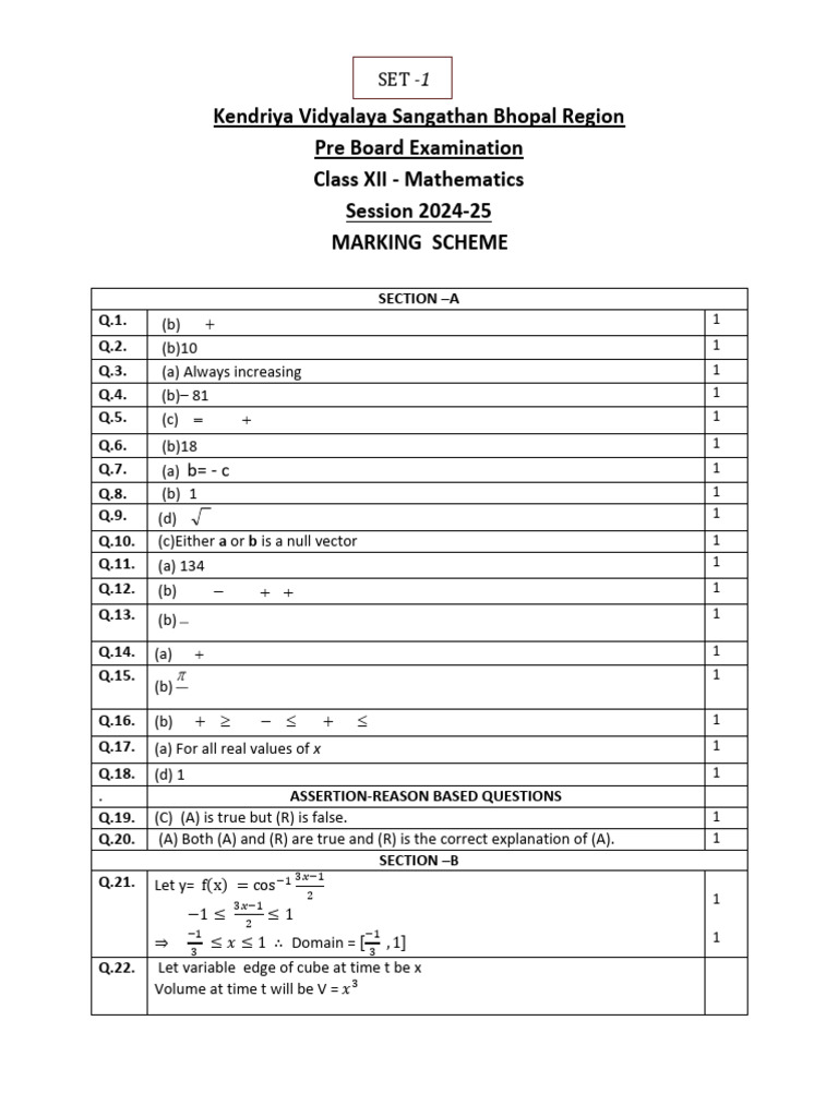 XII_MATHS_MS-Set-1 | PDF | Area | Equations