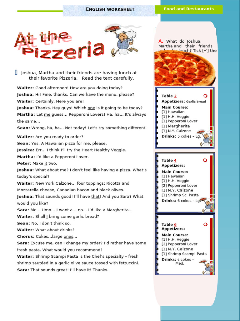 Restaurant Ordering Dialogue | PDF | Waiting Staff | Pizza