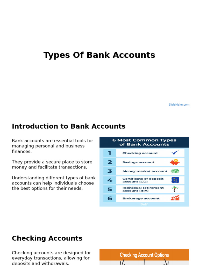 Types of Bank Accounts Explained | PDF
