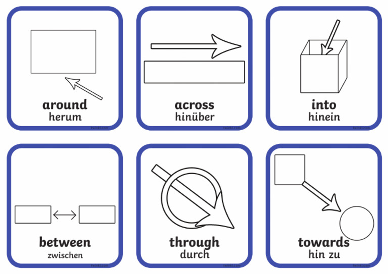 De T S 798 Directional Prepositions Symbol Cards English German | PDF