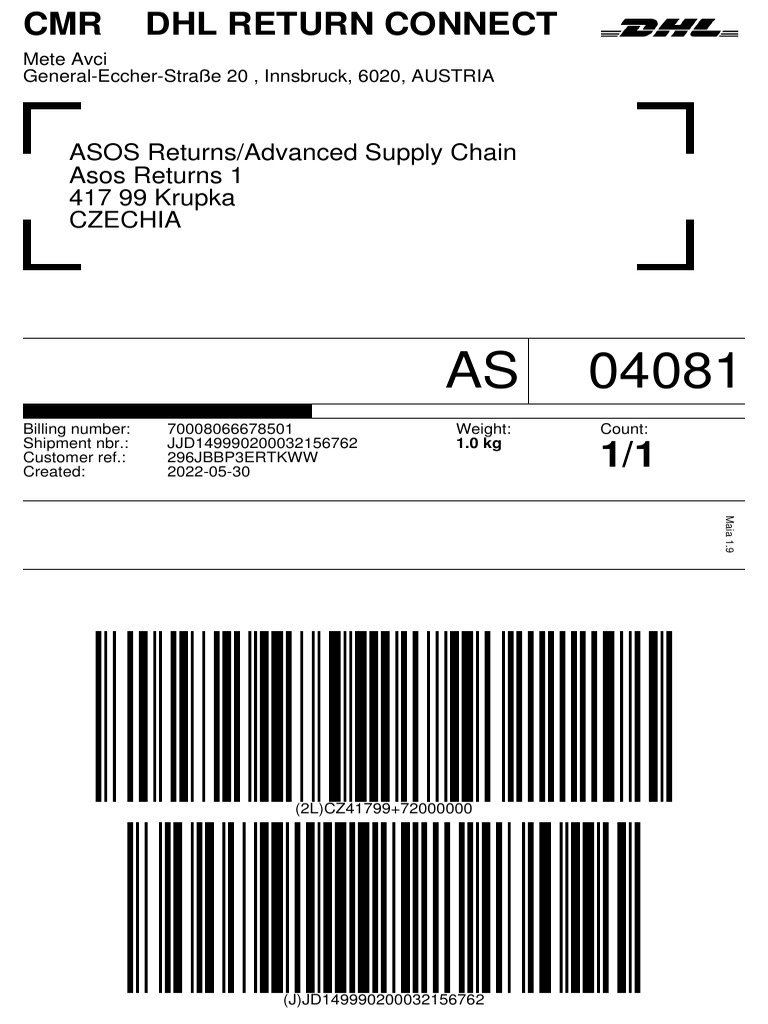 ASOS Returns Shipping Label | PDF