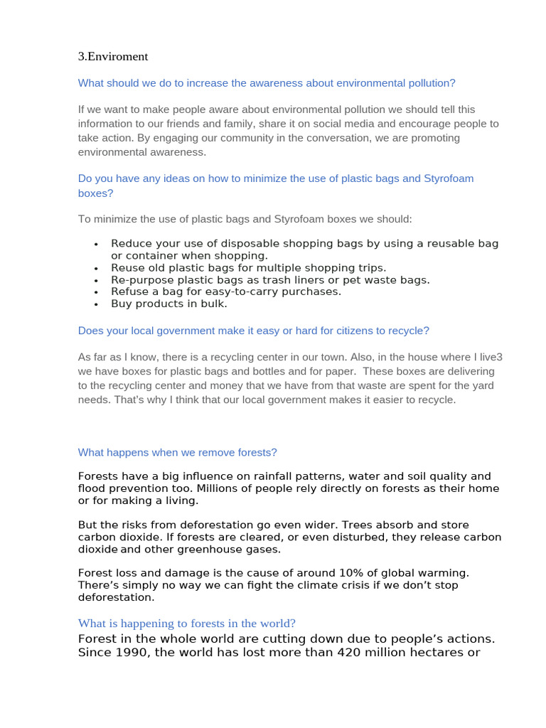 3. Enviroment | PDF | Recycling | Climate Change